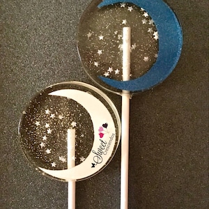 Crescent Moon Lollipops-hard Candy Lollipops Birthday - Etsy
