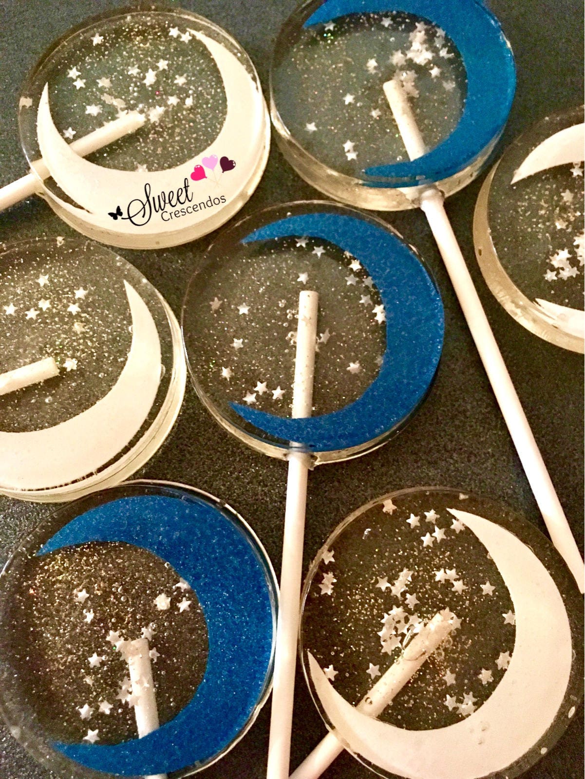 10 Crescent Moon Lollipops – Edible Glitter Party Favors - Etsy