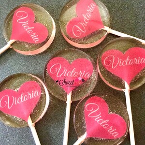 Personalized Heart Lollipops Hard Candy Lollipops Sweet - Etsy