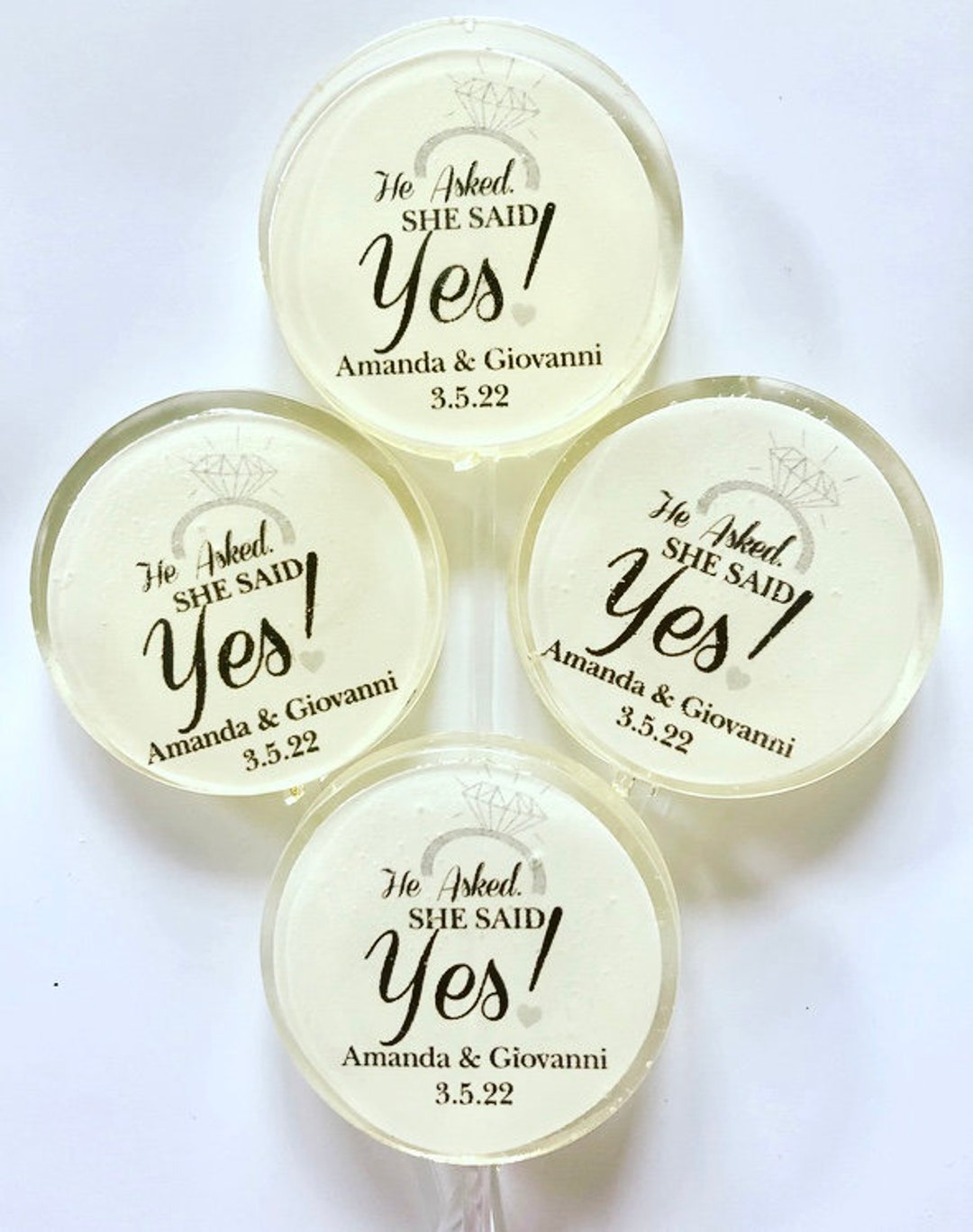 10 He Asked She Said YES! Engagement Lollipops- Engagement- Hard Candy ...
