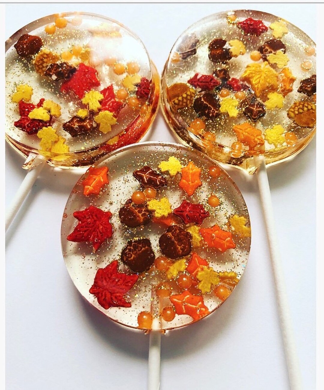 Glittery Autumn Leaves Lollipops - Fall Thanksgiving Party Favors (10 ...