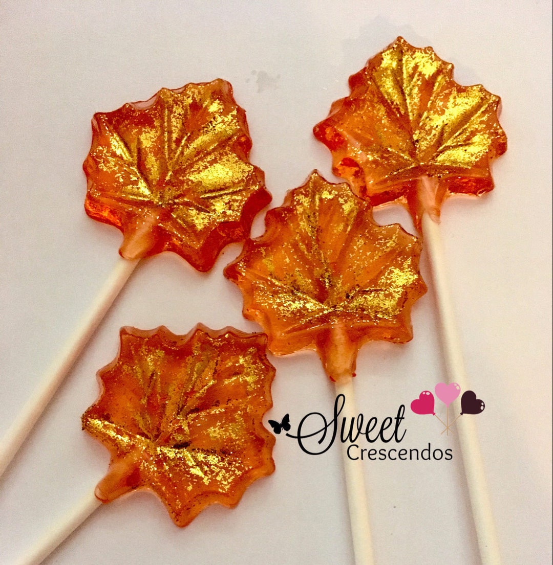 10 Golden Maple Leaf Lollipops Thanksgiving-fall-autumn Party Favors ...