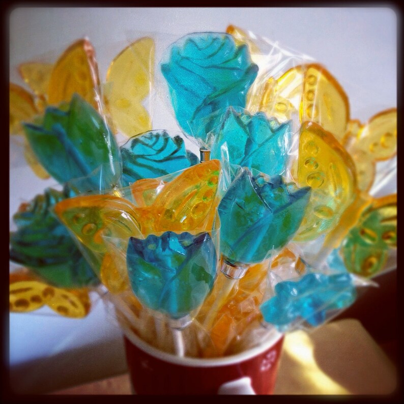 12 Rose Flower Lollipops – Hard Candy Party Favors - Etsy
