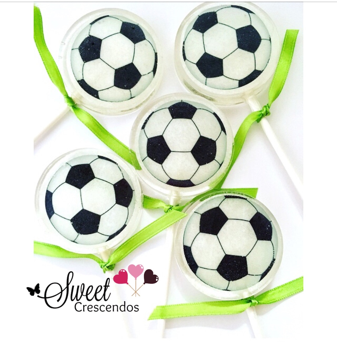 10 Soccer Ball Lollipops- Hard Candy Lollipops-birthday-kids Party ...