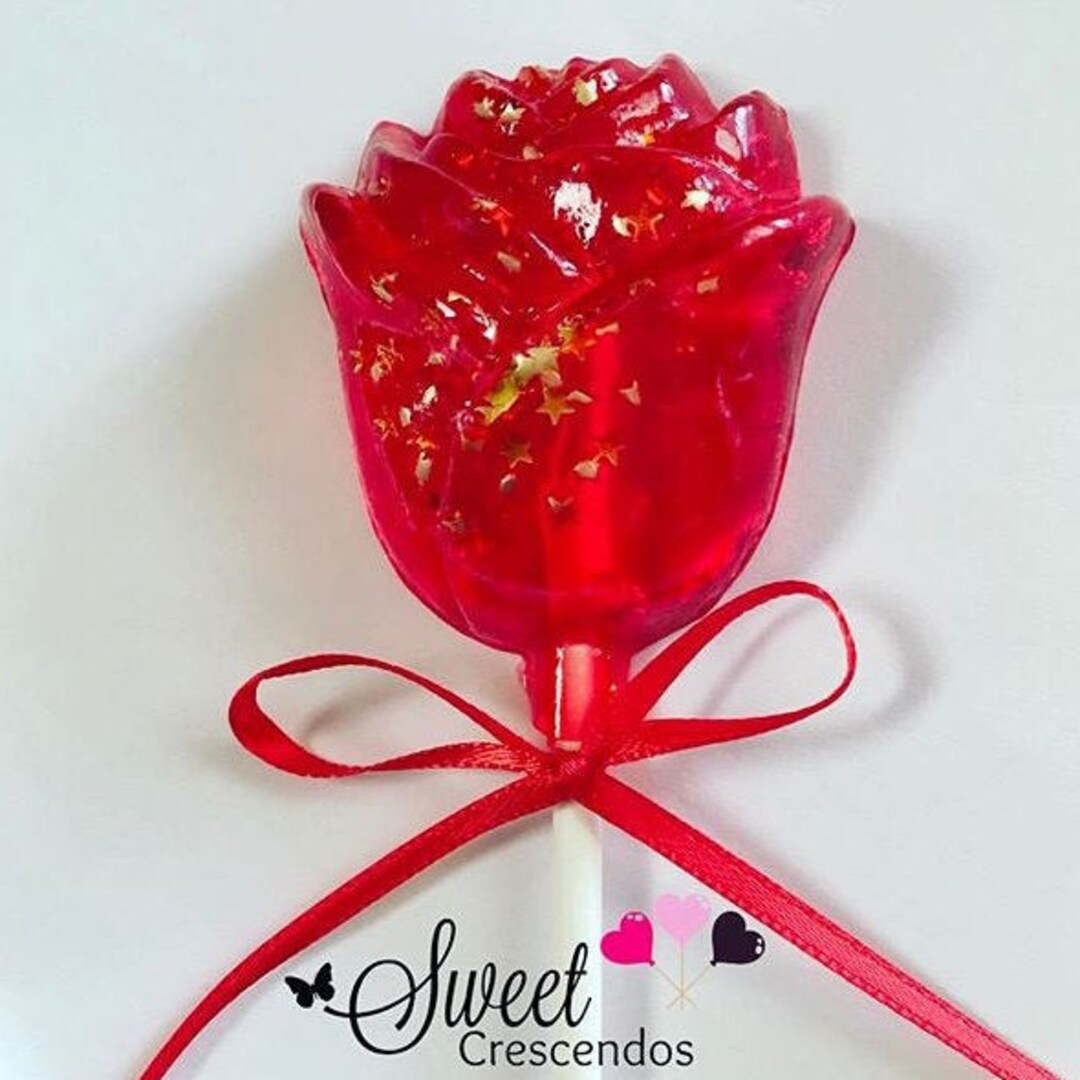 12 Rose Flower Lollipops – Hard Candy Party Favors - Etsy