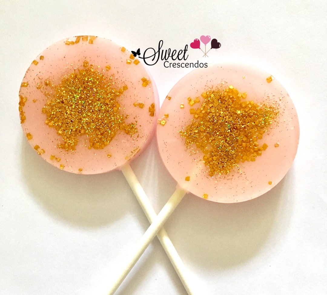 10 Pixie Dust Pink Hard Candy Lollipops- Birthday- Wedding- Bridal ...