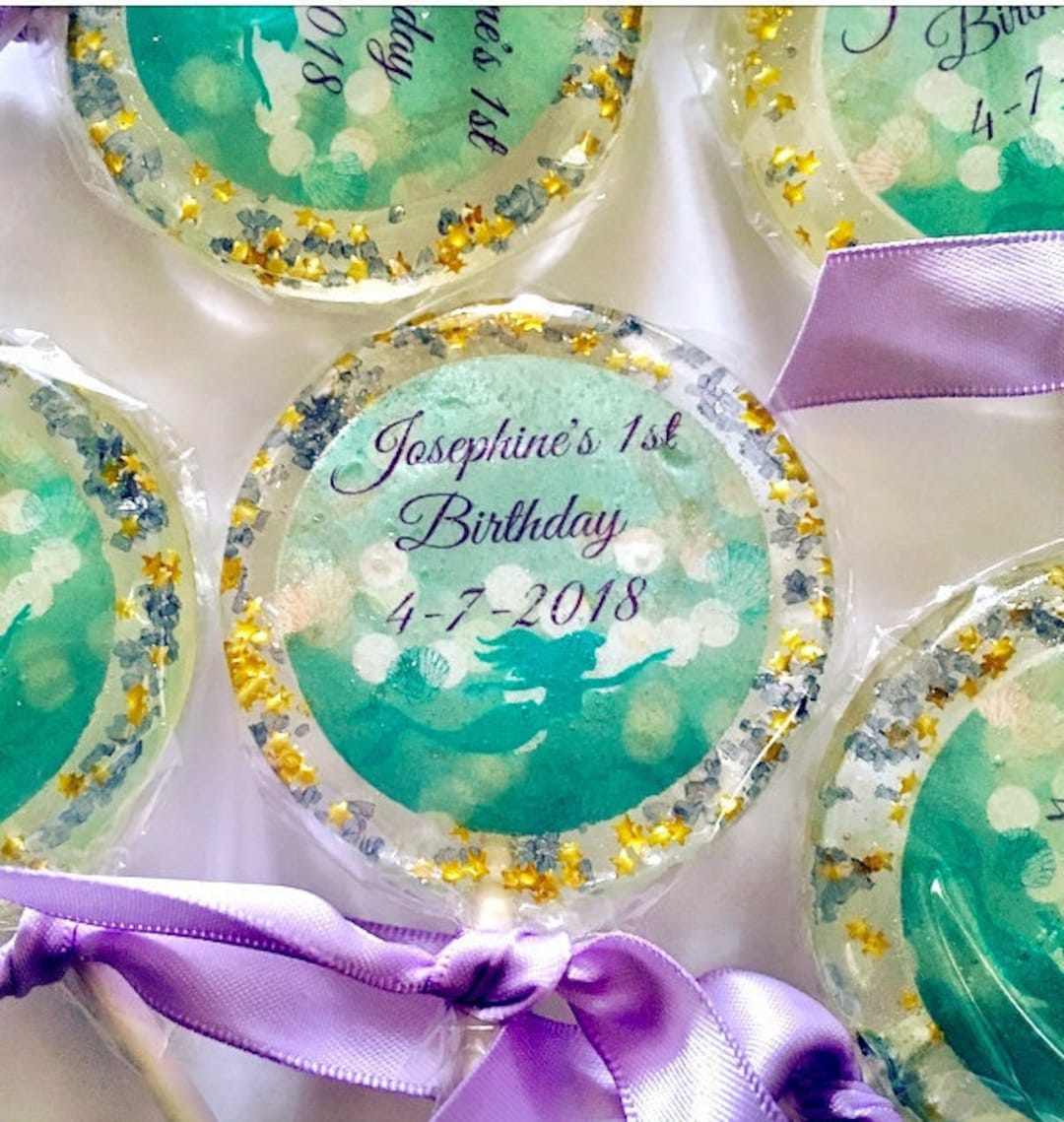 12 Mermaid Birthday Lollipops- Hard Candy Lollipops- Birthday-bridal ...