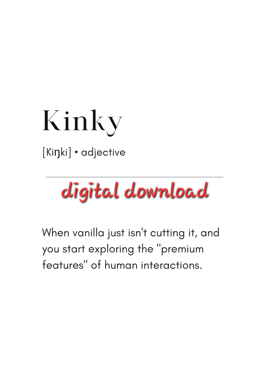 Kinky Definition A4 Digital Download Kink Fetish Sexy Print Funny Penis ...