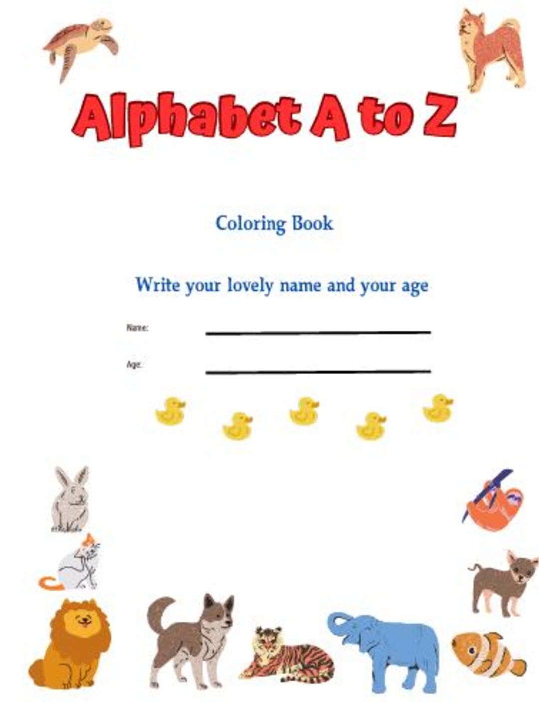 Alphabet Animal Coloring Book for Kids - Etsy