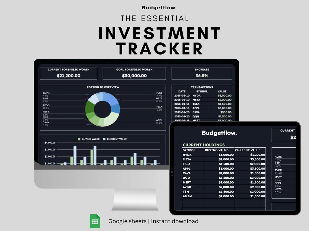 Investment Tracker Spreadsheet Template, Expense Tracker, Finance ...