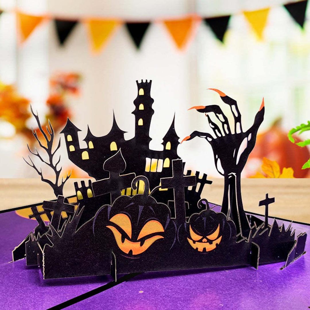Halloween 3D Pop up Card Haunted House Pop up Greeting Card - Etsy