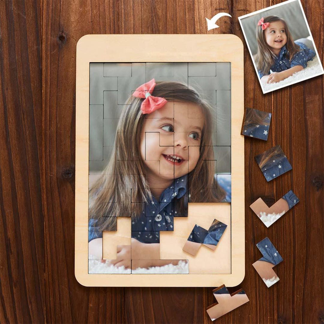 Custom Photo Puzzle Tetris Personalised Wooden Frame Gifts for Kids - Etsy