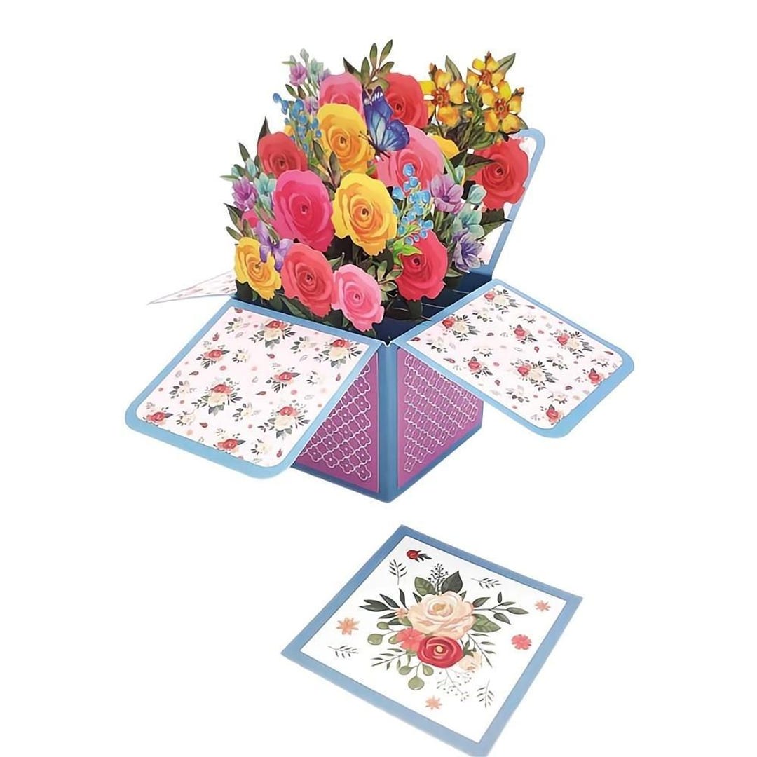 Roses Pop up Box Card Flower 3D Pop up Greeting Card - Etsy