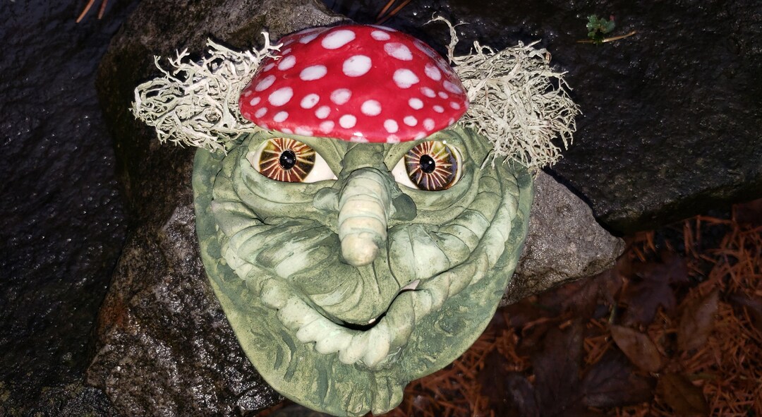 Original Stoneware Wall Face Forest Lichen Creature - Etsy