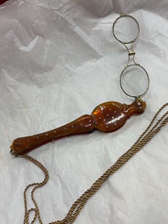 Antique French Lorgnette Glasses With Chain Blonde To… - Gem