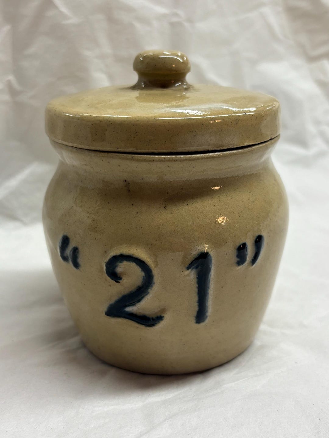 Vintage Old Miniature Stoneware Crock With Lid Number “21” in Front - Etsy