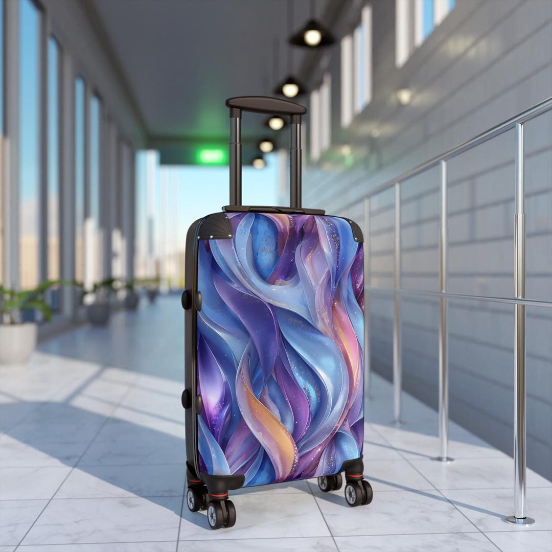 Abstract Wave Suitcase, Travel Luggage, Colorful Carry-on, Unique ...