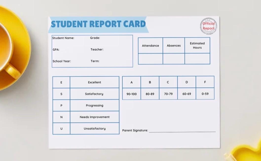 Editable Homeschool Report Card Template | Instant Download PDF for ...