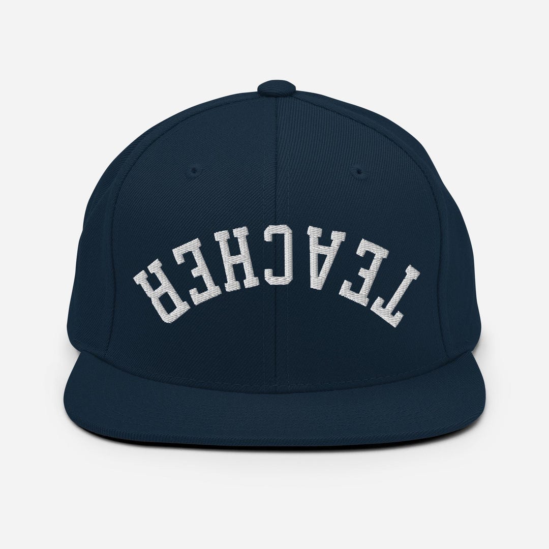 Teacher Upside Down Hat - Custom Embroidered Teacher Hat, Inverted Text ...