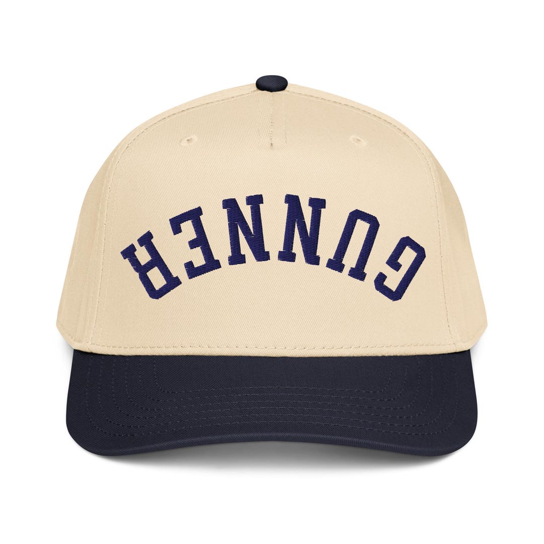 Gunner Hat - Embroidered Upside Down Hat (dark Navy) - Inverted Text ...