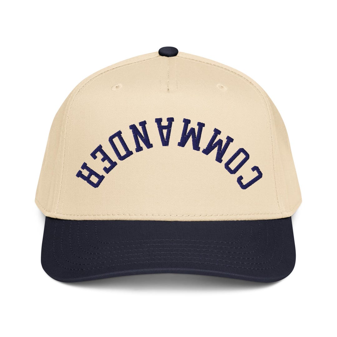 Commander Hat - Embroidered Upside Down Hat (dark Navy) - Inverted Text ...