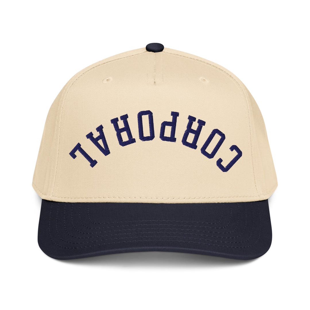 Corporal Hat - Embroidered Upside Down Hat (dark Navy) - Inverted Text ...