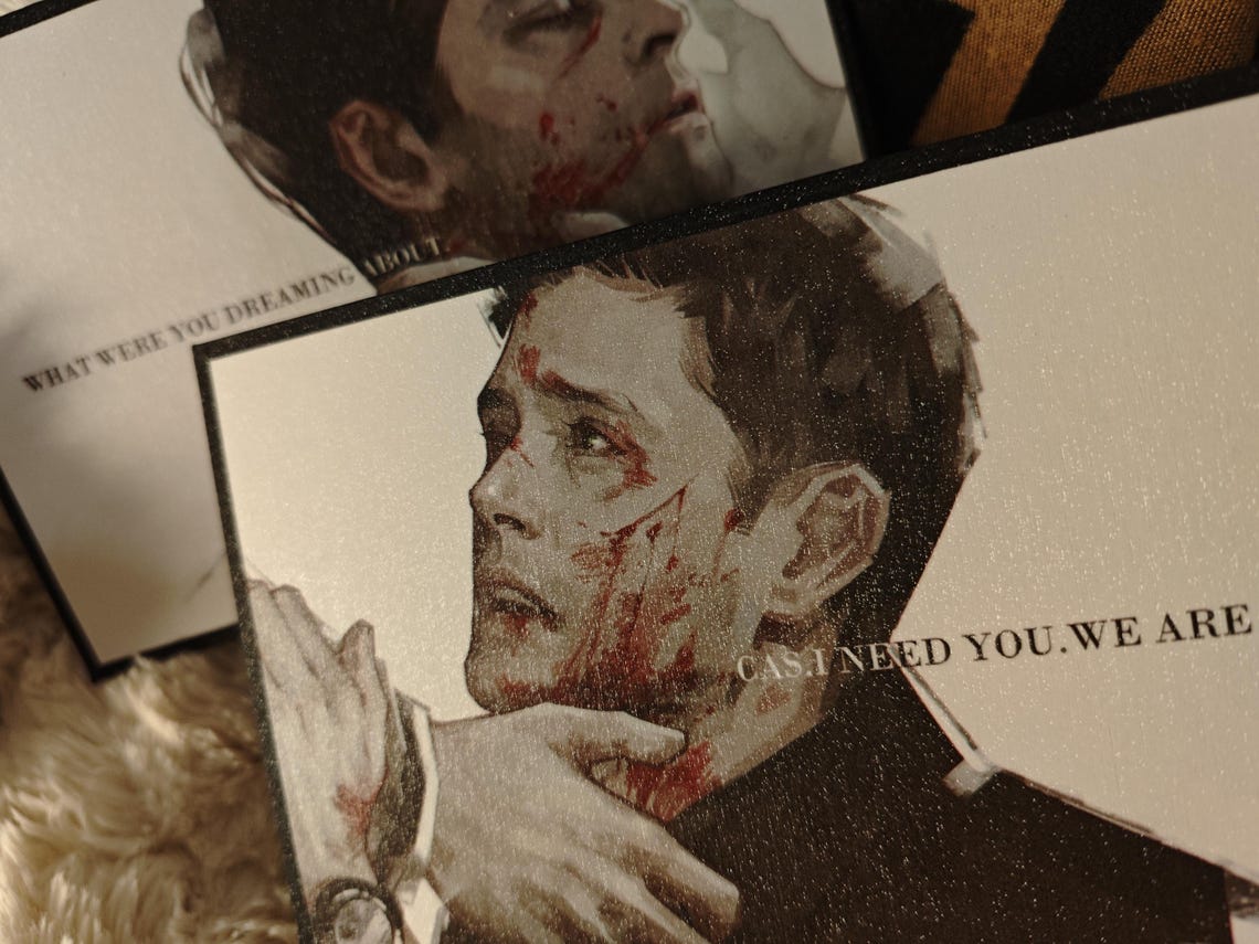Supernatural Fan Art Destiel Art Board – A5 Silver Brushed Foil Print ...