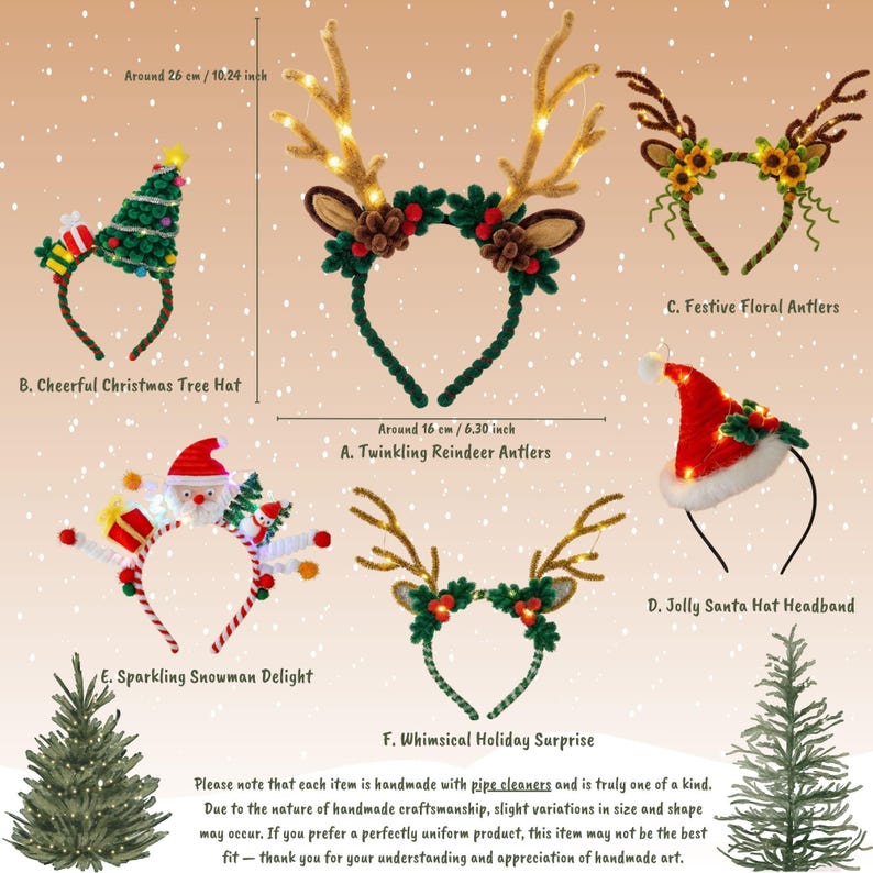 Christmas Headband, Christmas Hair Accessories – Santa Hat or Headband ...