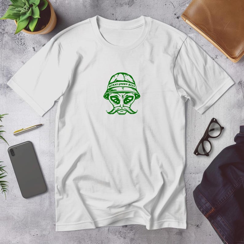 Green Alien With Mustache, PDF, PNG-SVG, Cute Alien Clipart, Wall Art ...