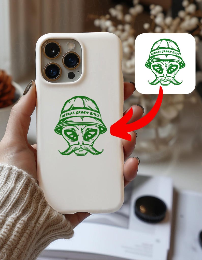 Green Alien With Mustache, PDF, PNG-SVG, Cute Alien Clipart, Wall Art ...