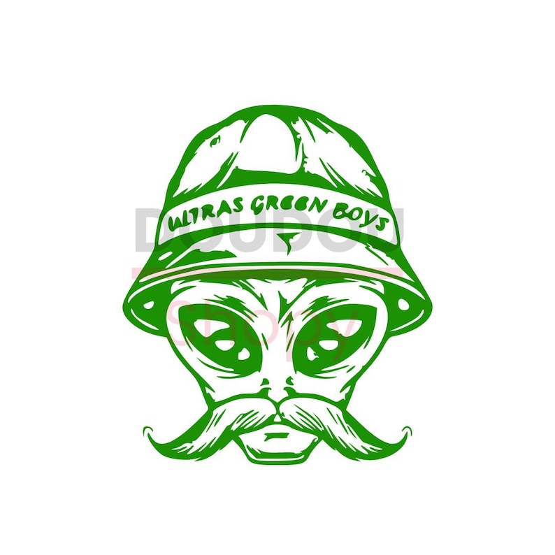 Green Alien With Mustache, PDF, PNG-SVG, Cute Alien Clipart, Wall Art ...