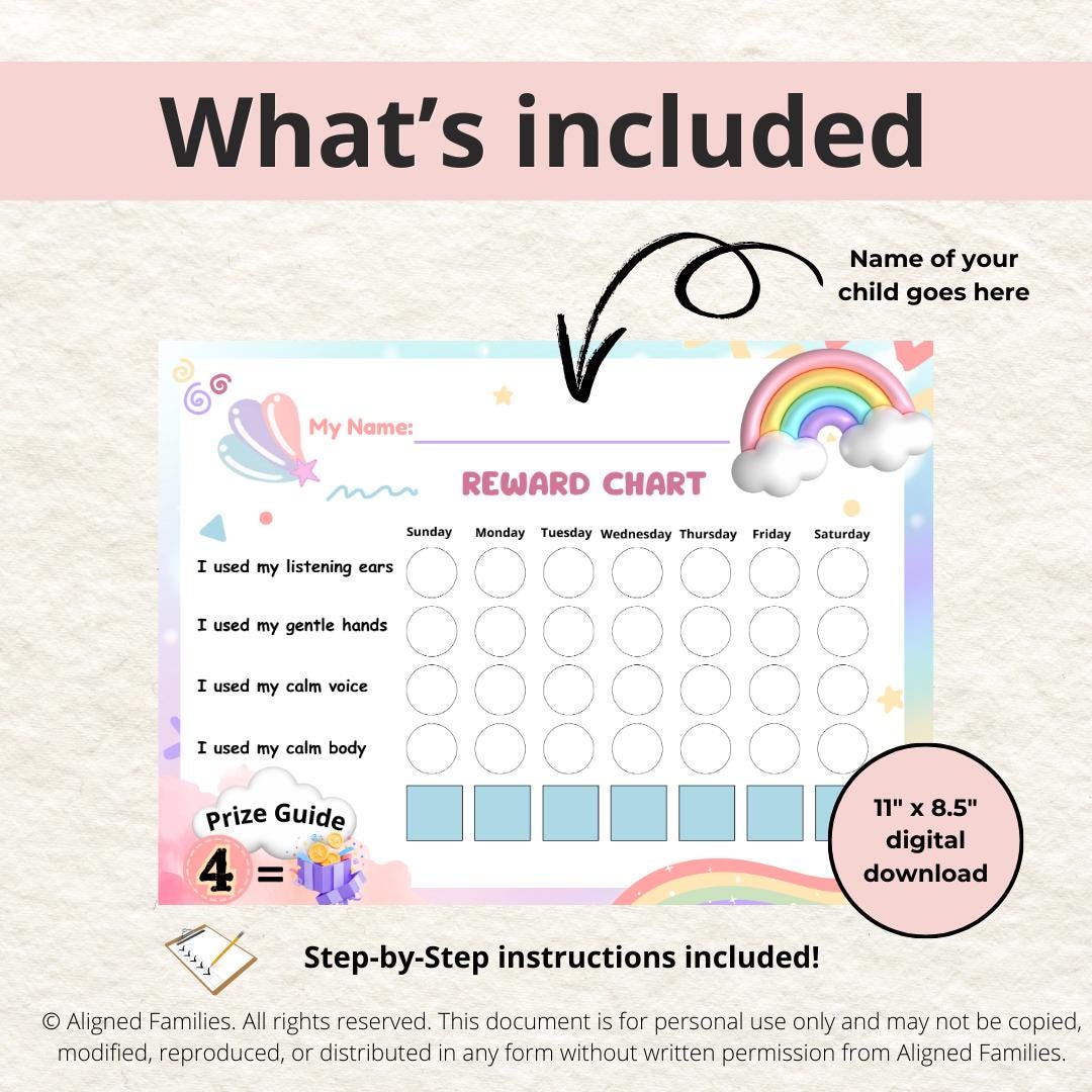 Printable Behavioral Chart for Kids Instant Download Behavior Chart ...