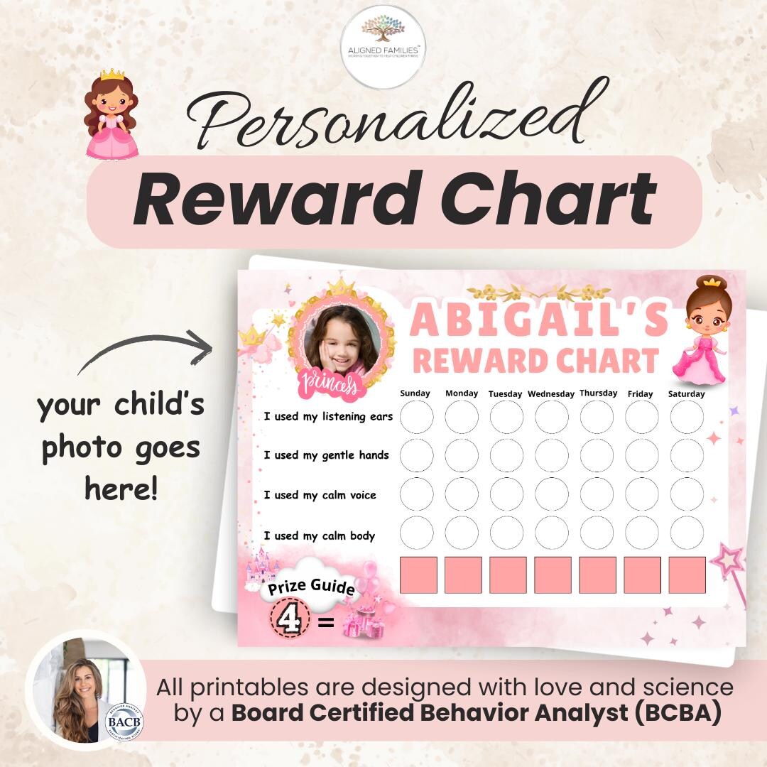 Personalized Girl Behavior Reward Chart Digital Download Behavior Chart ...