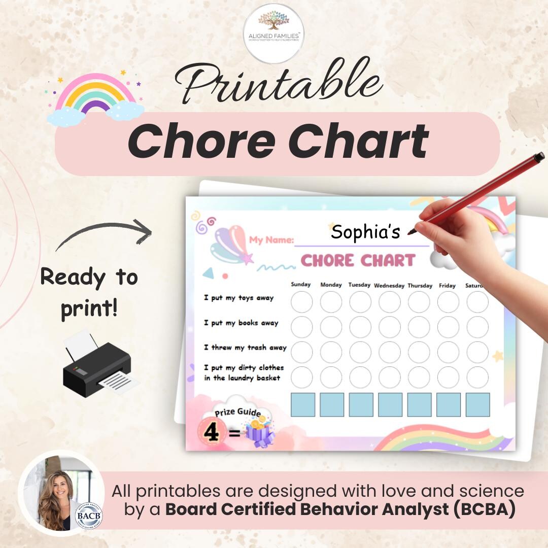 Printable Behavior Chart for Toddler Kids Daily Responsibility Chore ...