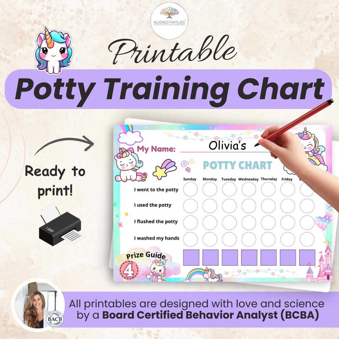 Printable Unicorn Potty Reward Chart Potty Training Reward Chart for ...