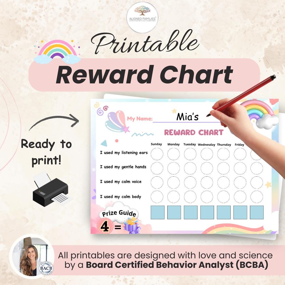 Printable Behavioral Chart for Kids Instant Download Behavior Chart ...