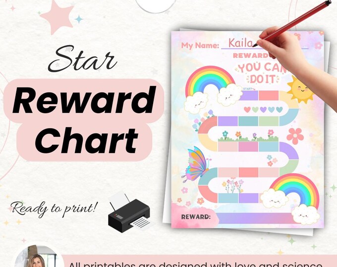 Editable Colorful Rainbow Reward Chart for Kids Daily Routine Chart ...