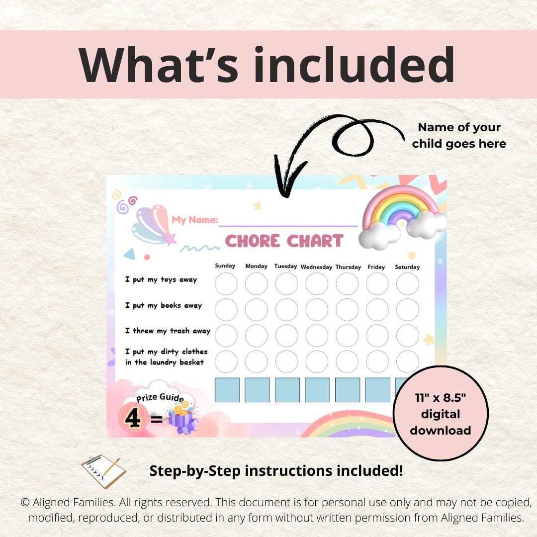 Printable Behavior Chart for Toddler Kids Daily Responsibility Chore ...