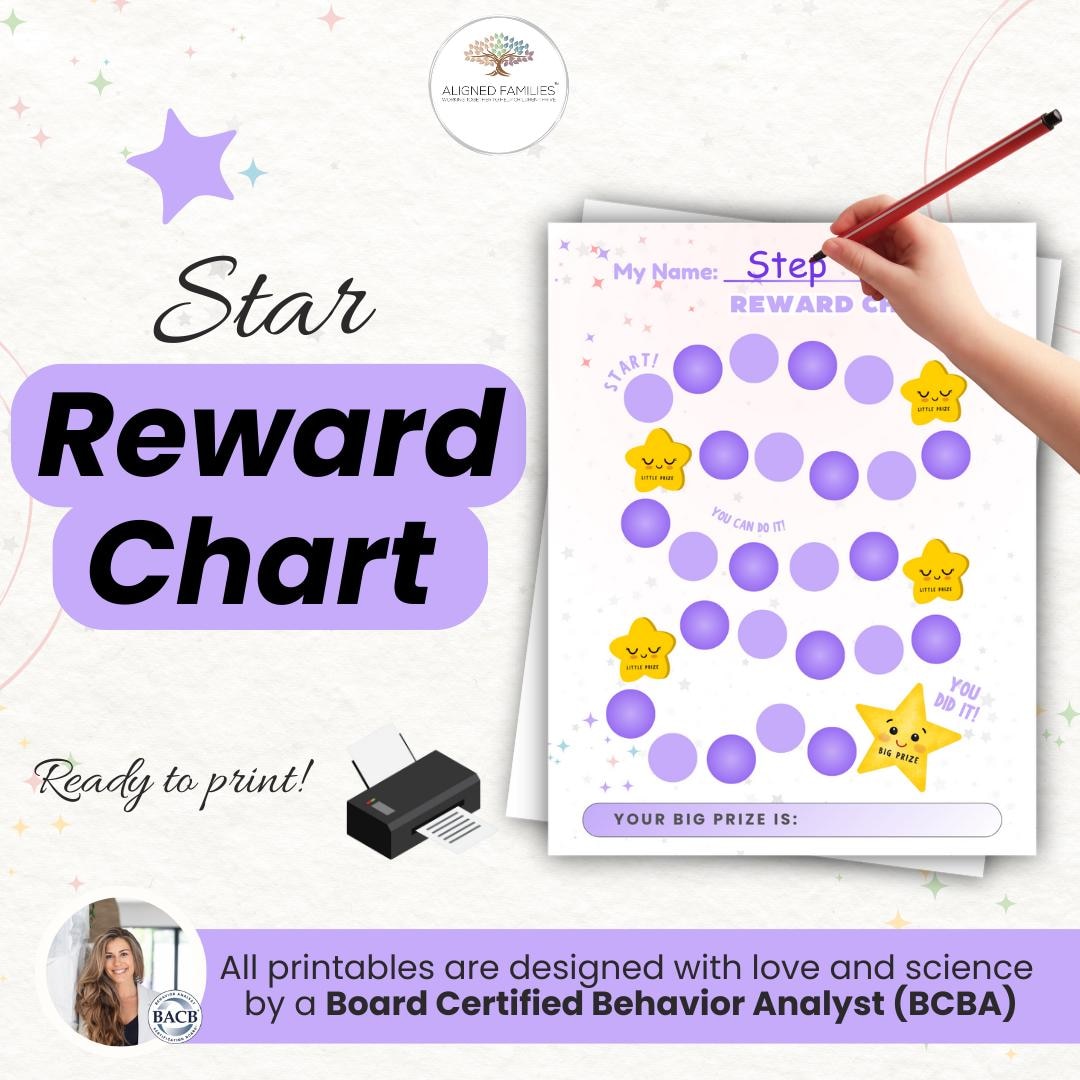 Colorful Star Reward Chart for Kids Behavior Reward Chart Toddler Chore ...