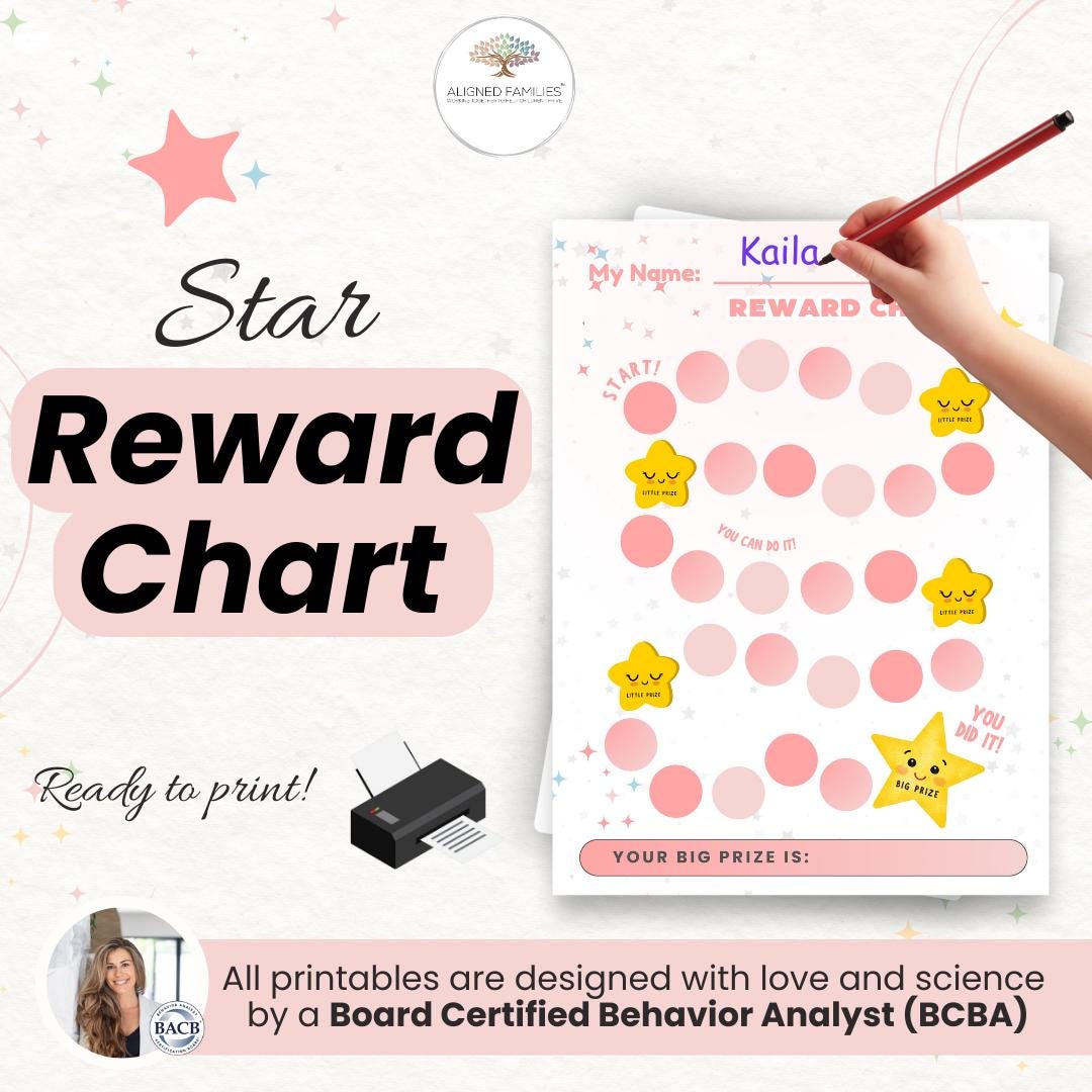 Printable Kids Reward Chart Reward Star Chart Digital Download Behavior ...
