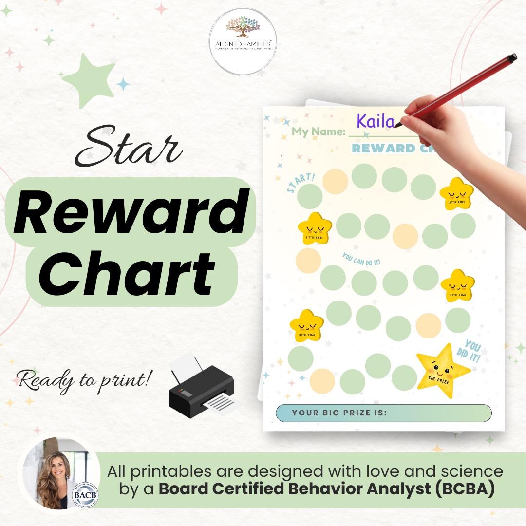 Star Reward Chart for Kids and Toddlers Printable Green Reward Chart ...