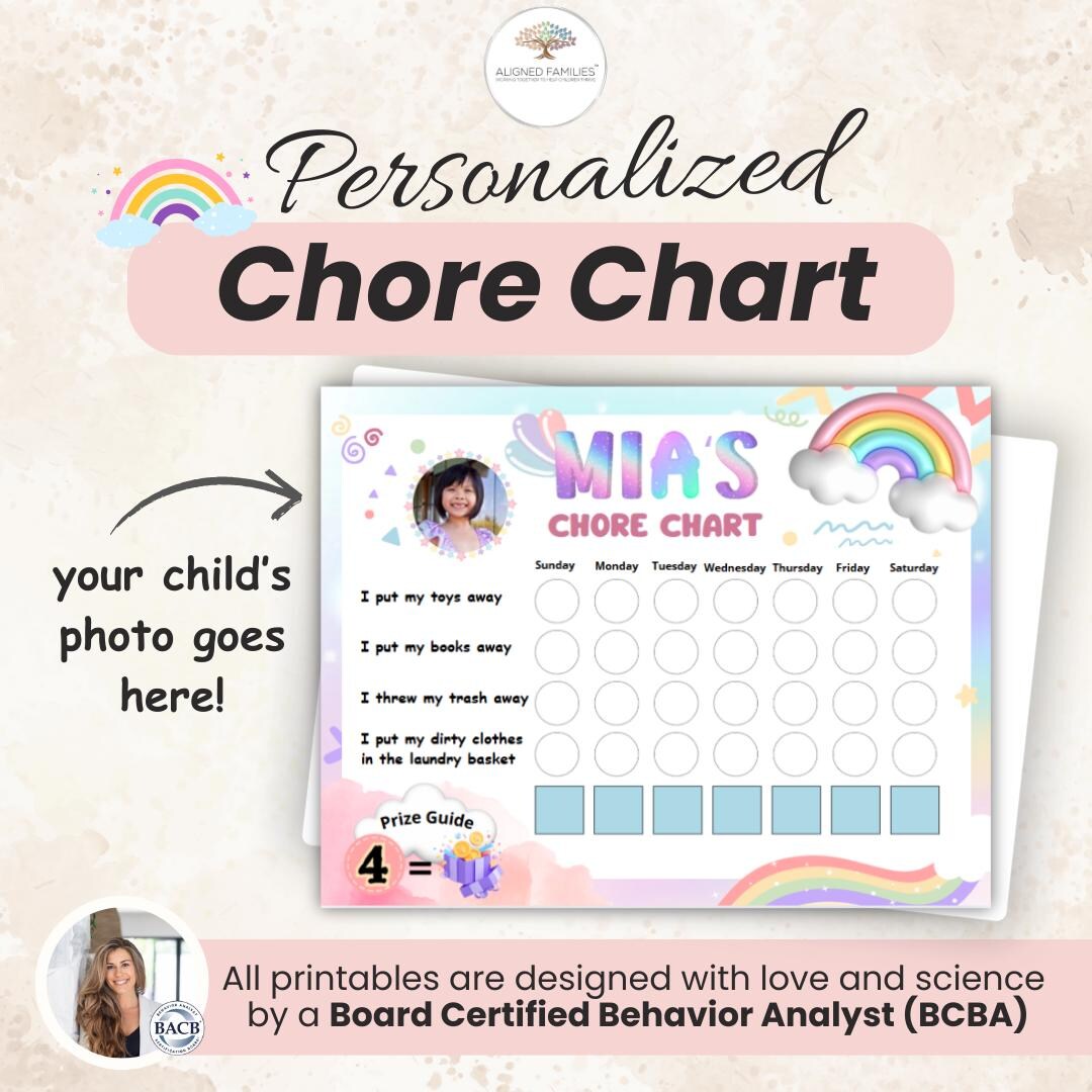 Personalized Rainbow Chore Chart for Kids to Do List Digital Download ...