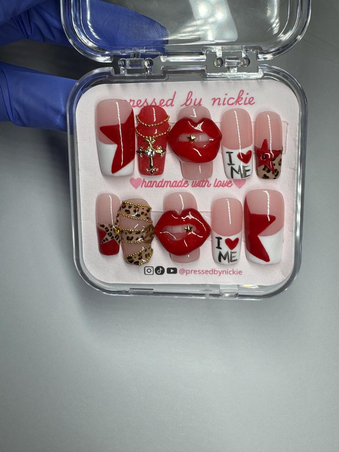 Red Lips Star Press on Nails: Junk Nail Art - Etsy