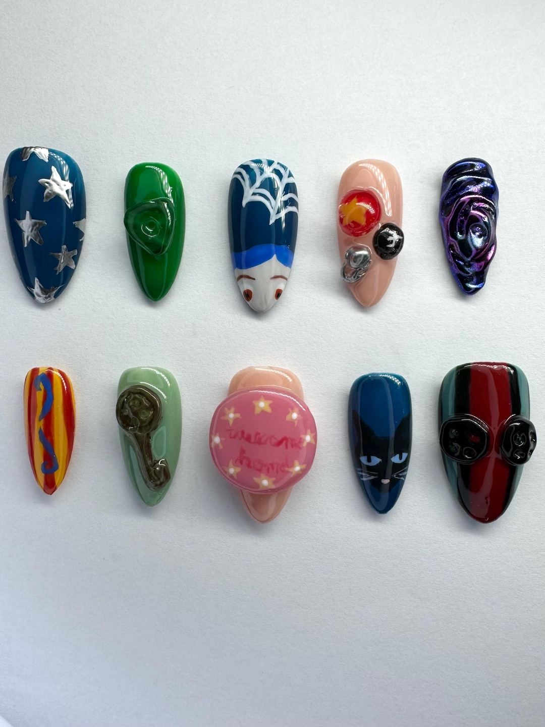 Coraline Themed Nails | Buttons for Eyes | 3d Nails | Custom Nails ...