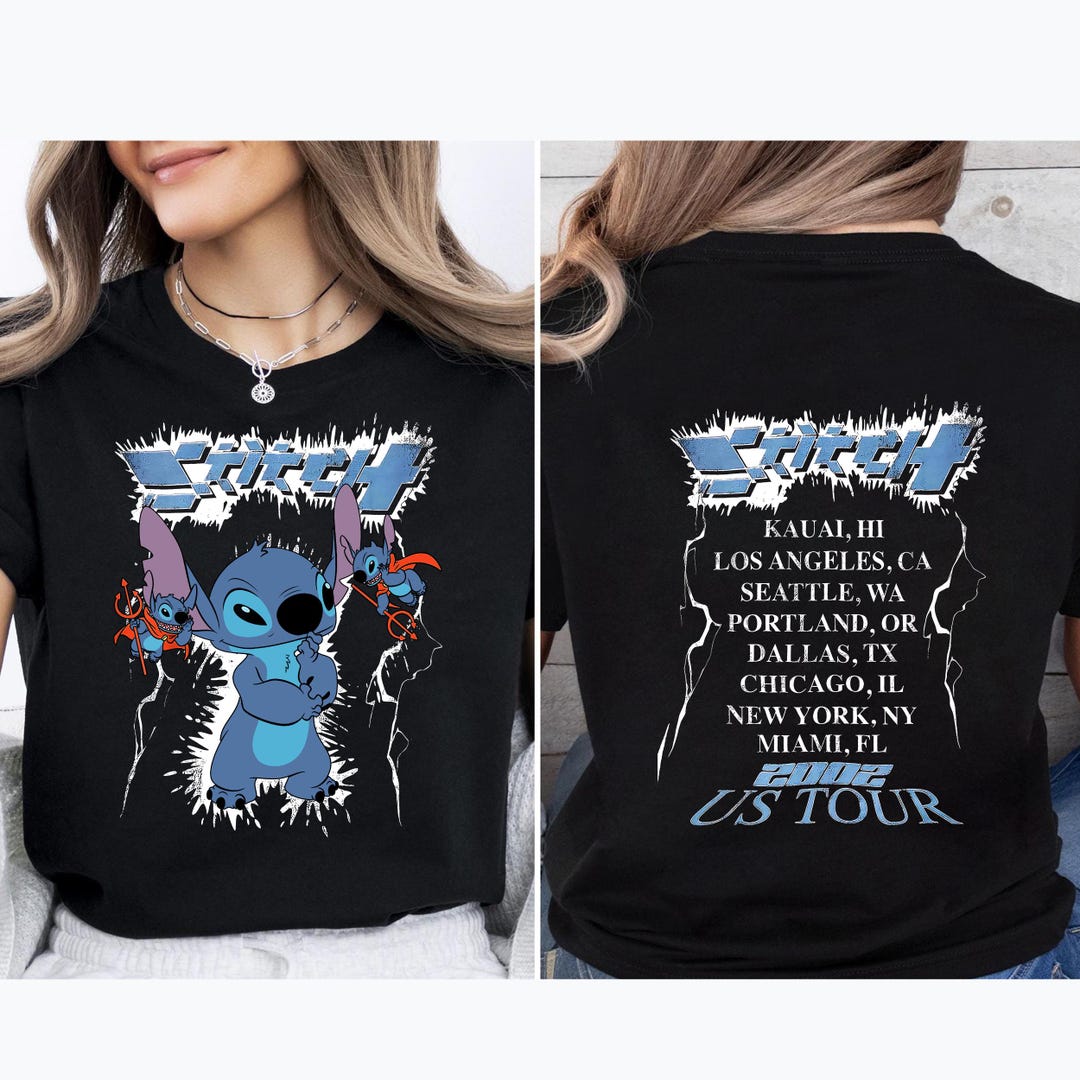 2-sided Vintage Disney Stitch US Tour T-shirt, Lilo & Stitch 2025 Movie ...