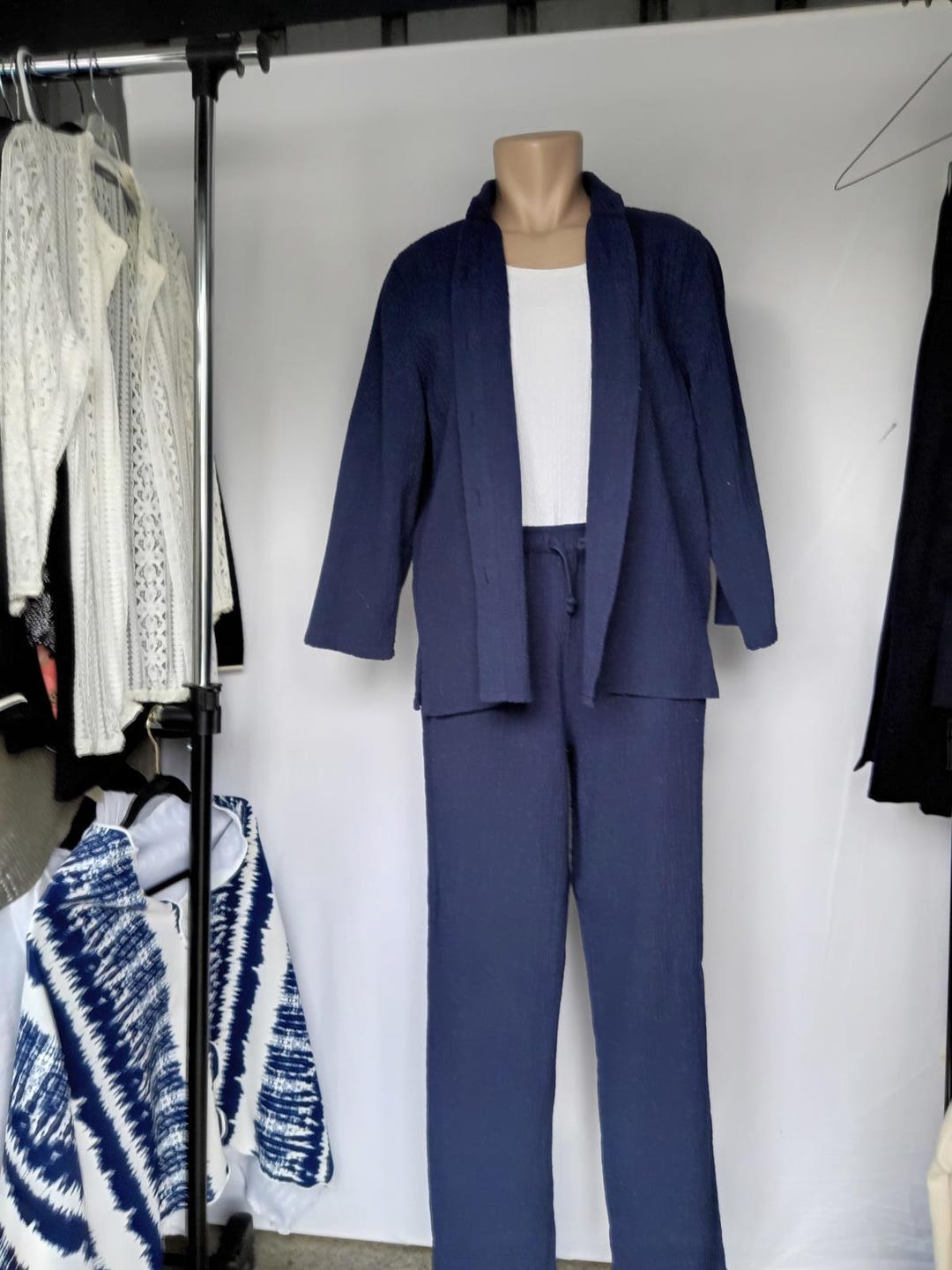 Chic Navy Blue Two-piece Set - Etsy