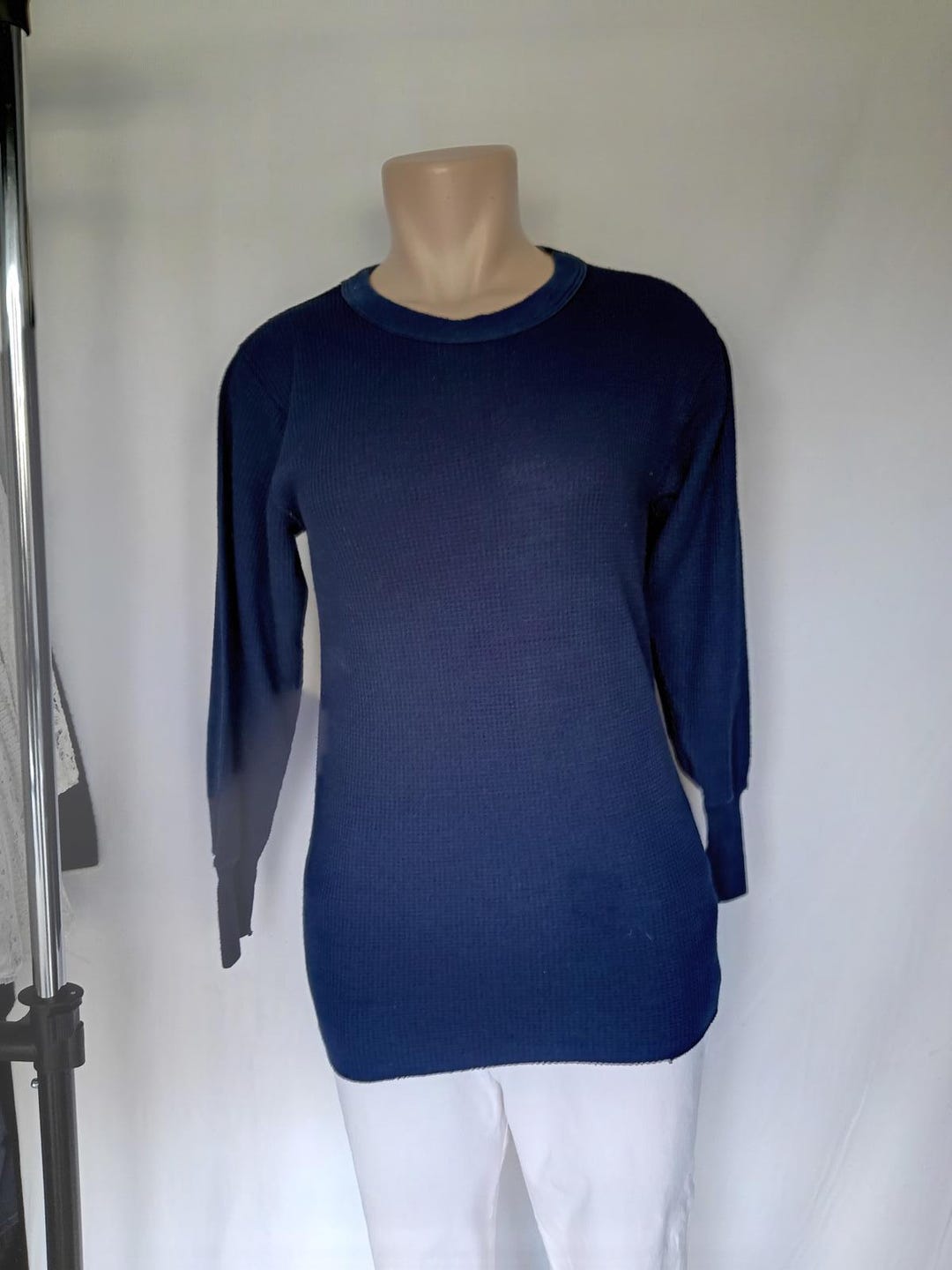 BVD Navy Blue Long-sleeve Ribbed Knit Top - Etsy