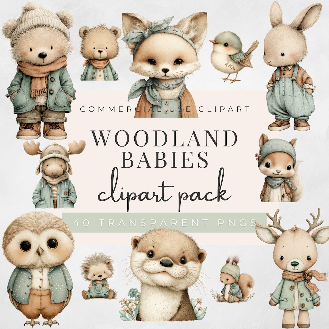 40 Png Woodland Baby Animals Clipart, Bobcat, Sea Otter, Raccoon ...