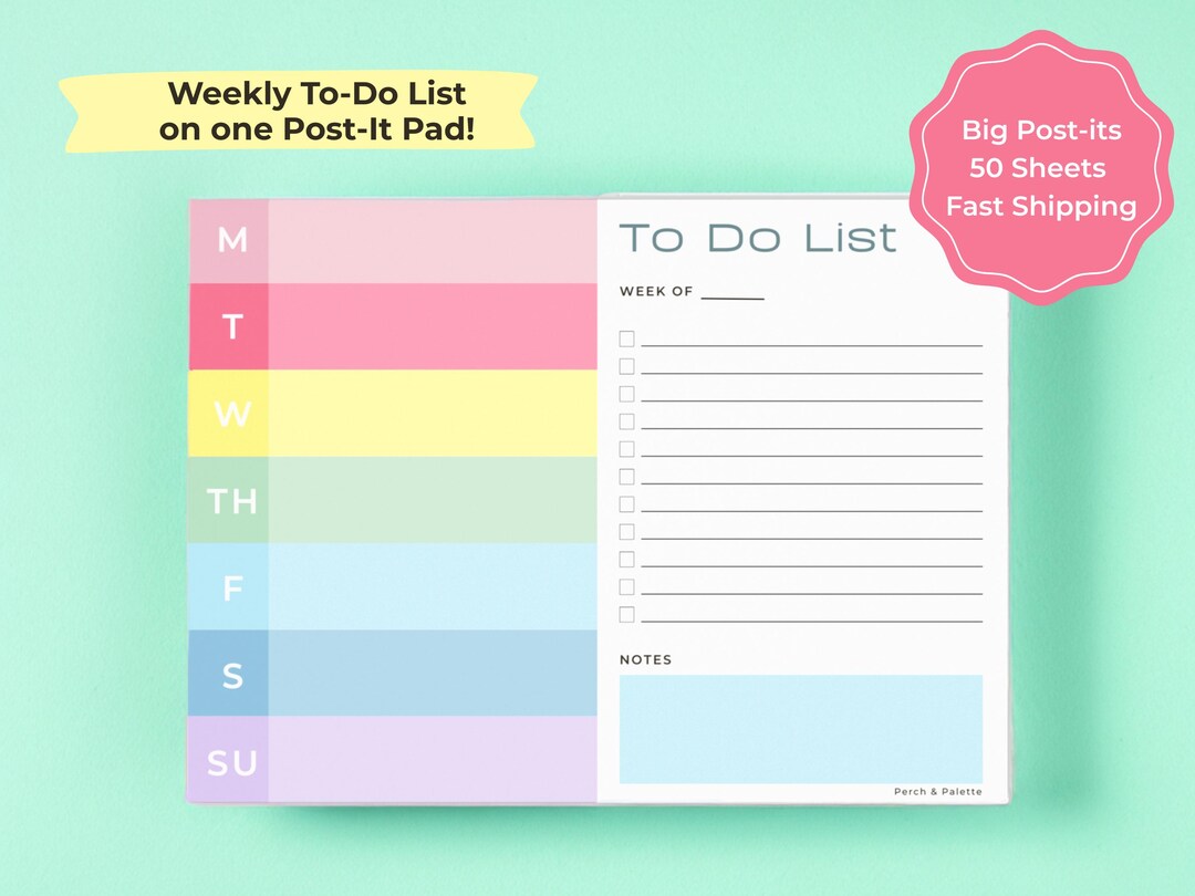Weekly Planner Post-it Note Pad Sticky Notes Weekly to Do List Pad for ...