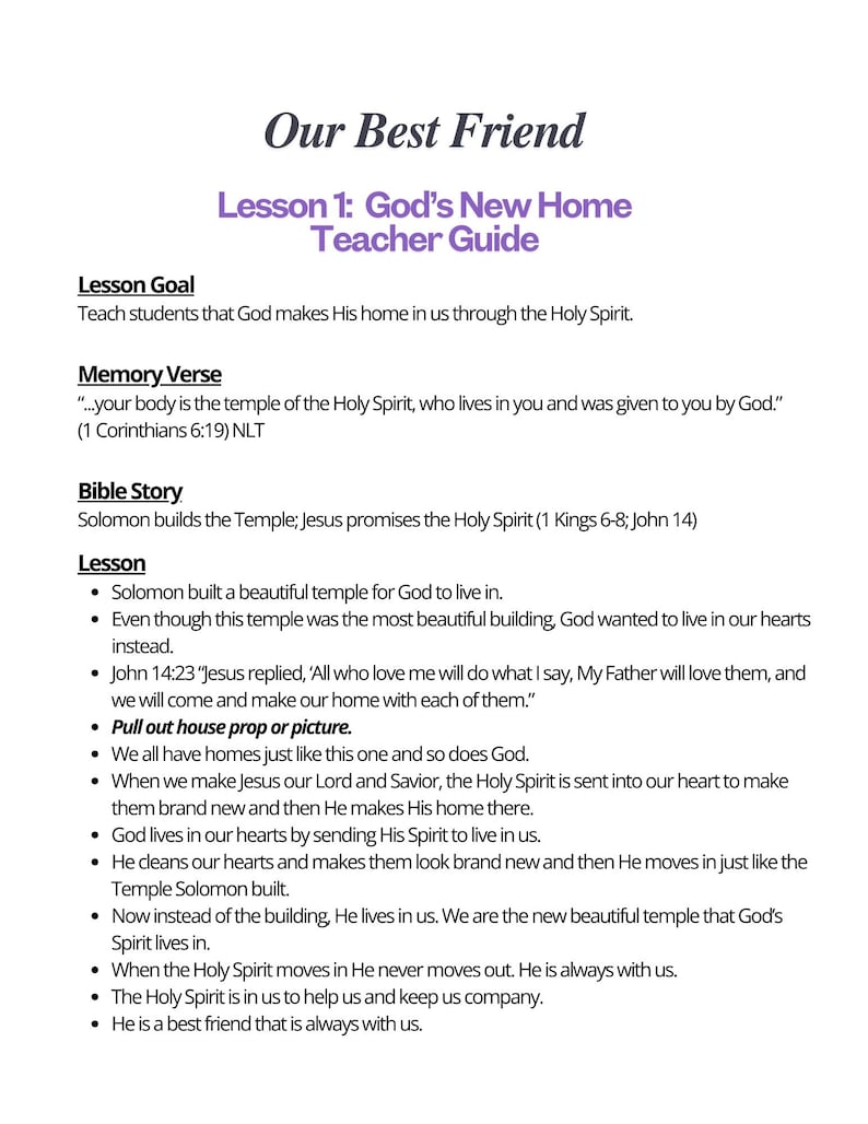 The Holy Spirit | Sunday School Church Lesson for Kids | 32 Items! - Etsy